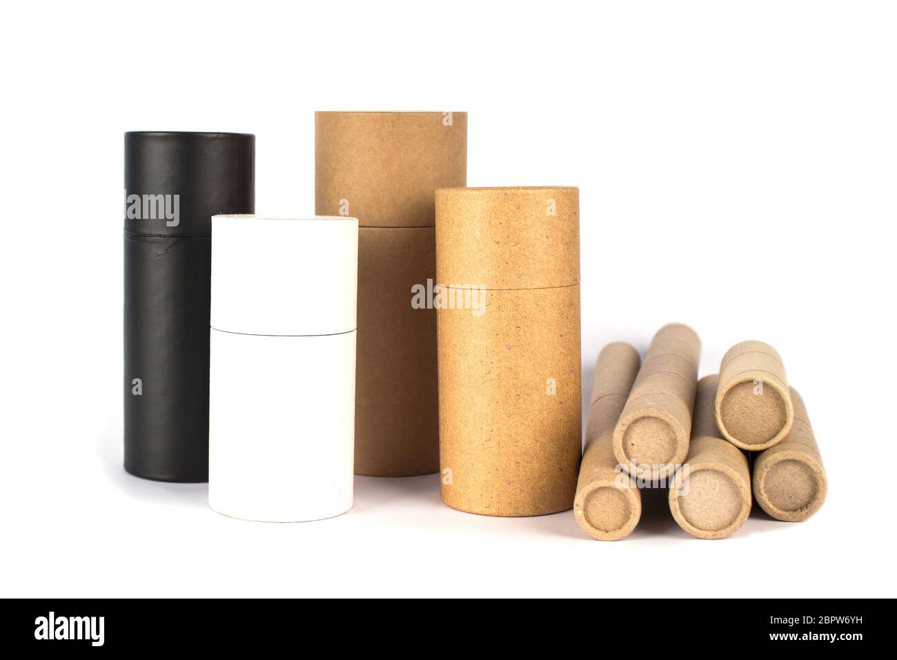 Set of biodegradable recycling paper tubes of different sizes as ...