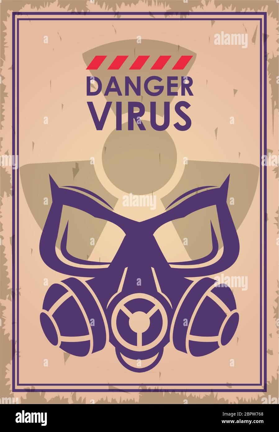 warning danger virus banner with mask and atomic symbol Stock Vector ...