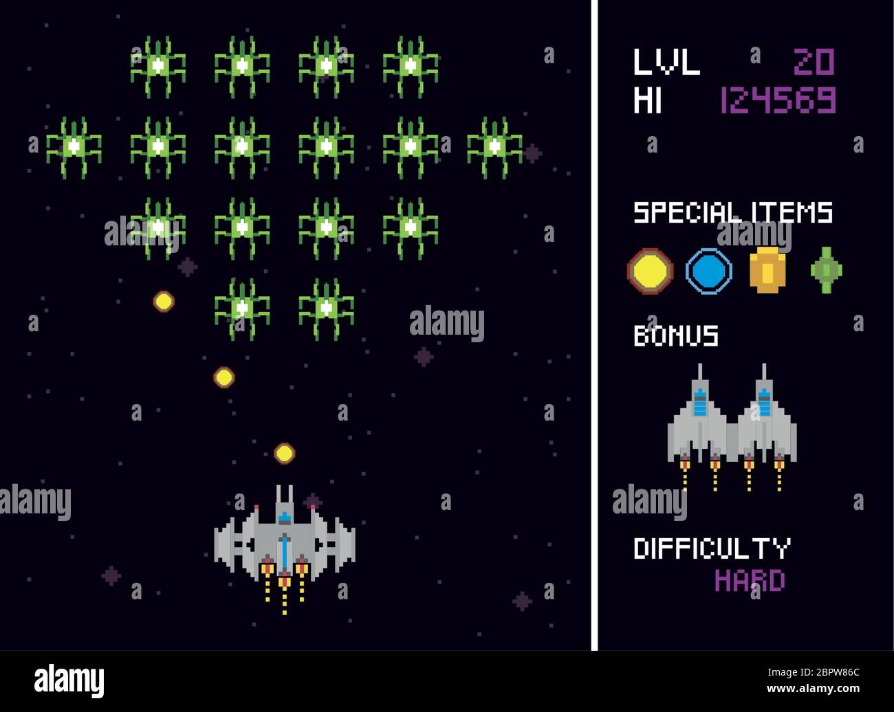 retro video game space pixelated scenes Stock Vector Image & Art - Alamy