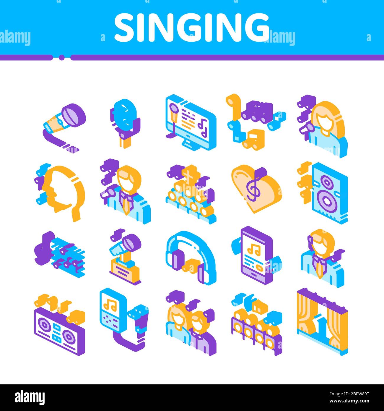 Singing Song Isometric Icons Set Vector Stock Vector Image & Art - Alamy