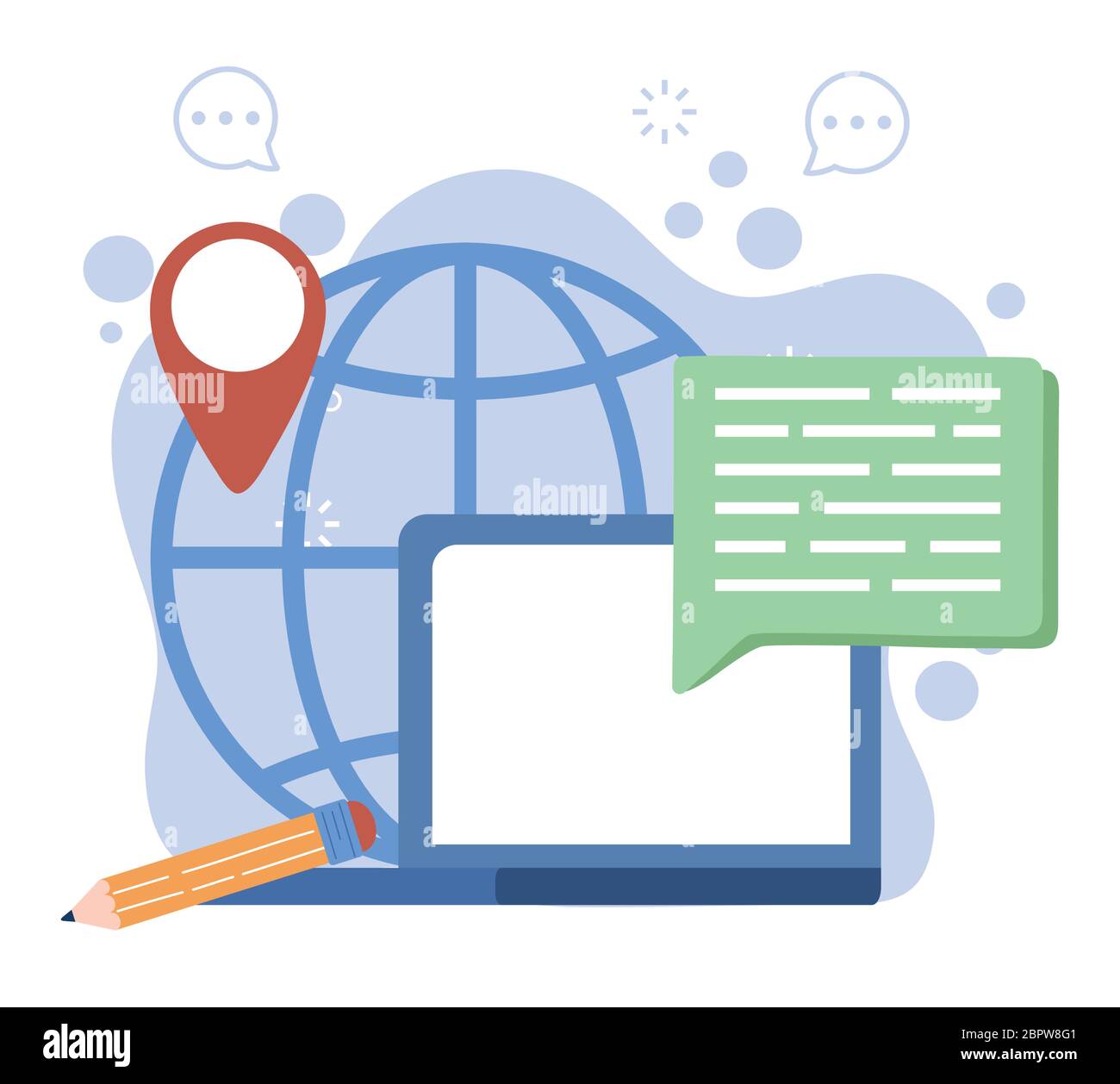 Laptop global sphere and bubble design, Digital technology and ...