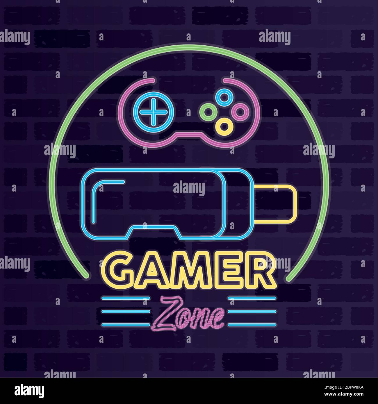 Neon sign gaming font vector hi-res stock photography and images - Alamy