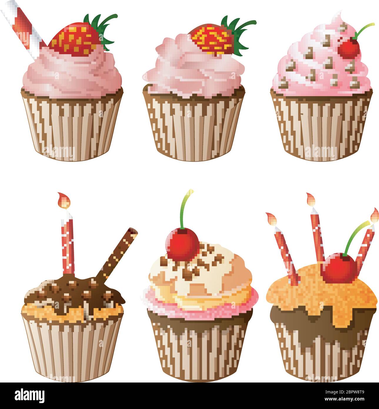 Set collection of Birthday cake cartoon Stock Vector Image & Art - Alamy