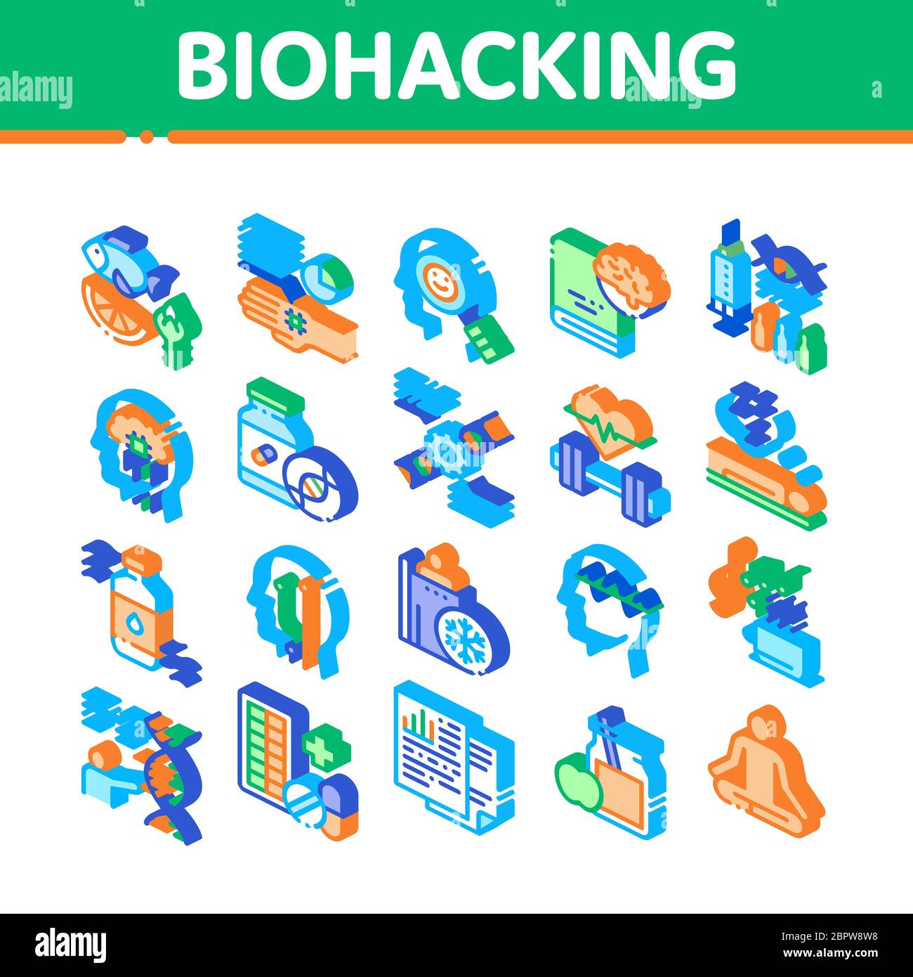 Biohacking Isometric Elements Icons Set Vector Stock Vector Image & Art ...