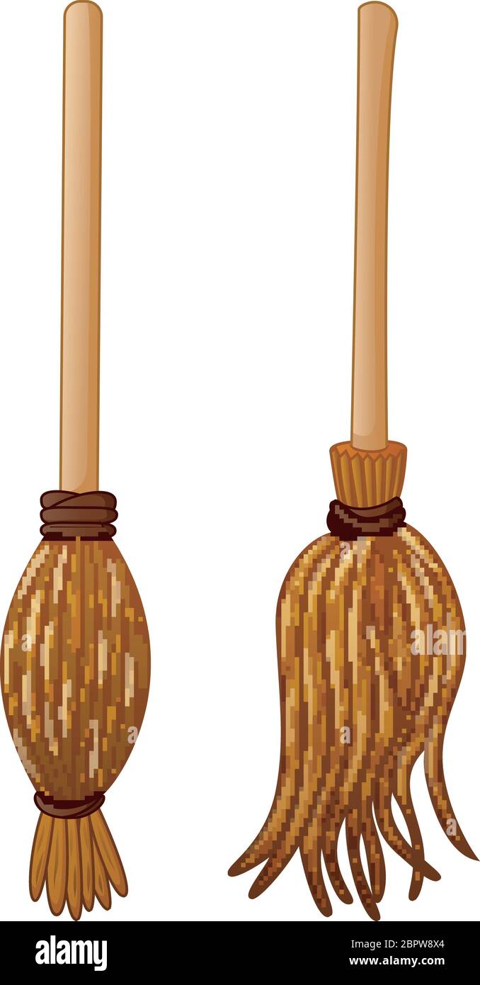 Witch broom cartoon isolated on white background Stock Vector Image ...