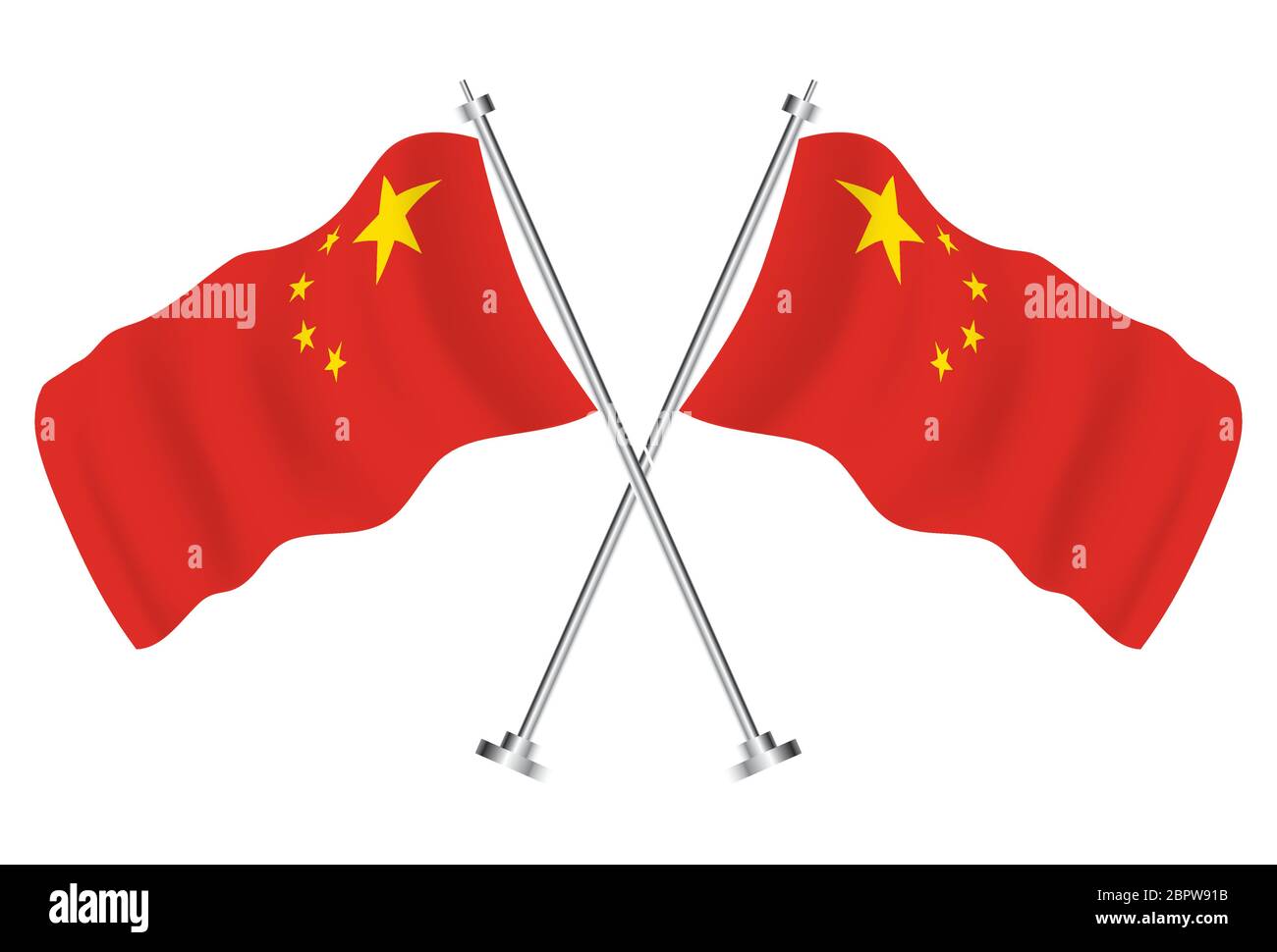 Crossed Flags of China. Vector Illustration. Isolated Wave Flags of ...