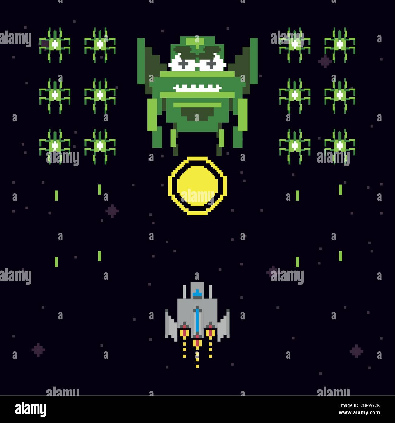 retro video game space pixelated scene Stock Vector Image & Art - Alamy