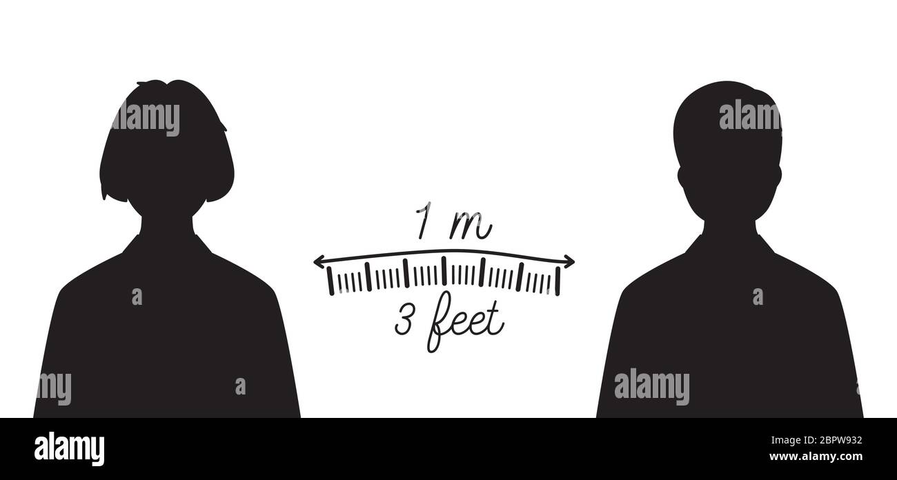 Keep Distance Sign with Silhouettes of Man and Woman. Coronovirus ...