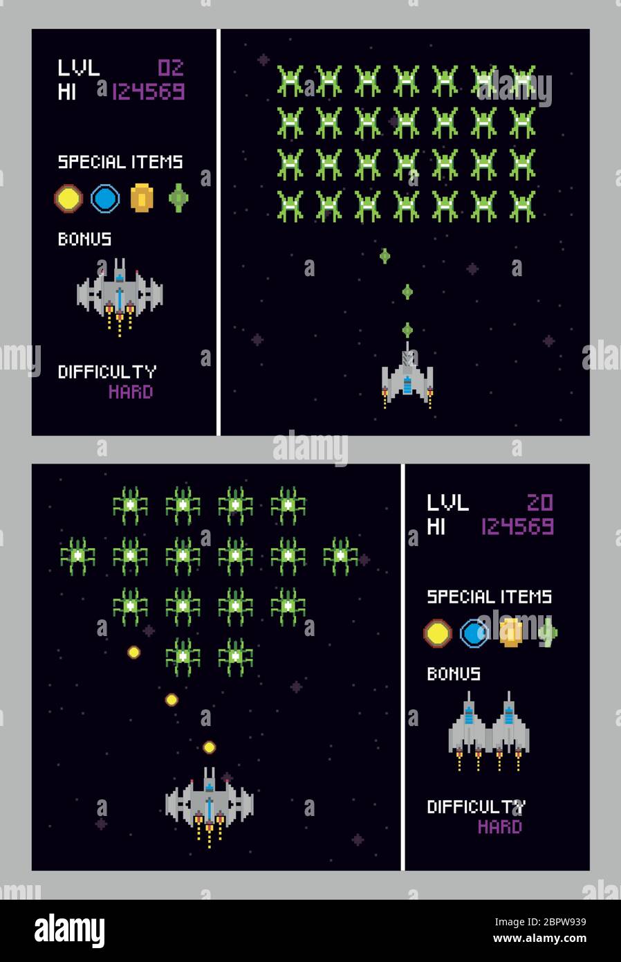 retro video game space pixelated scenes Stock Vector Image & Art - Alamy