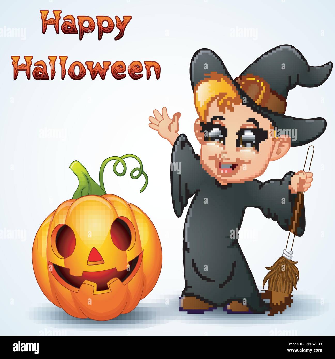 Waving with broom Stock Vector Images - Alamy