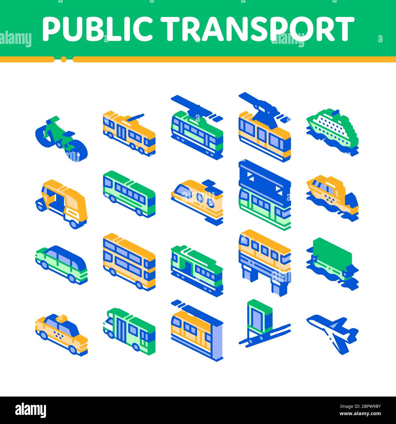 Public Transport Vector Isometric Set Stock Vector Image & Art - Alamy