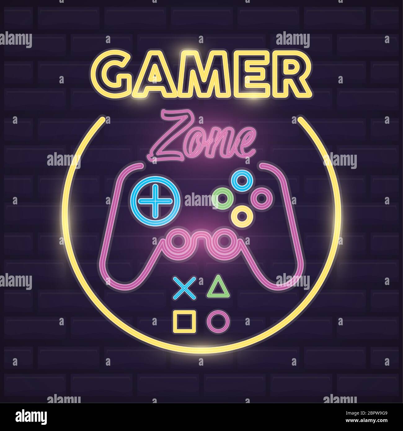 retro video game neon with control Stock Vector Image & Art - Alamy