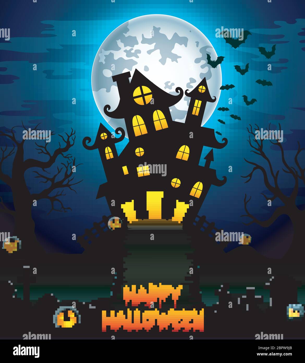 Halloween night background. Vector illustration Stock Vector Image ...