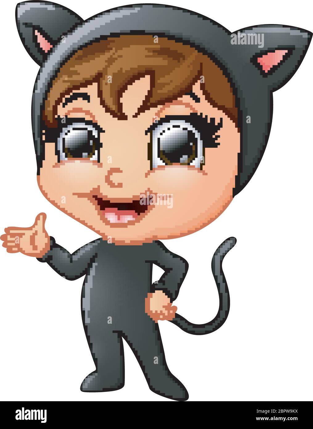 Happy kid wearing cat costume waving hand Stock Vector Image & Art - Alamy