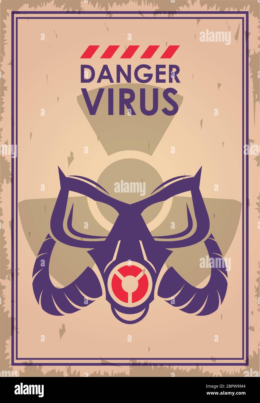 warning danger virus banner with mask and atomic symbol Stock Vector ...