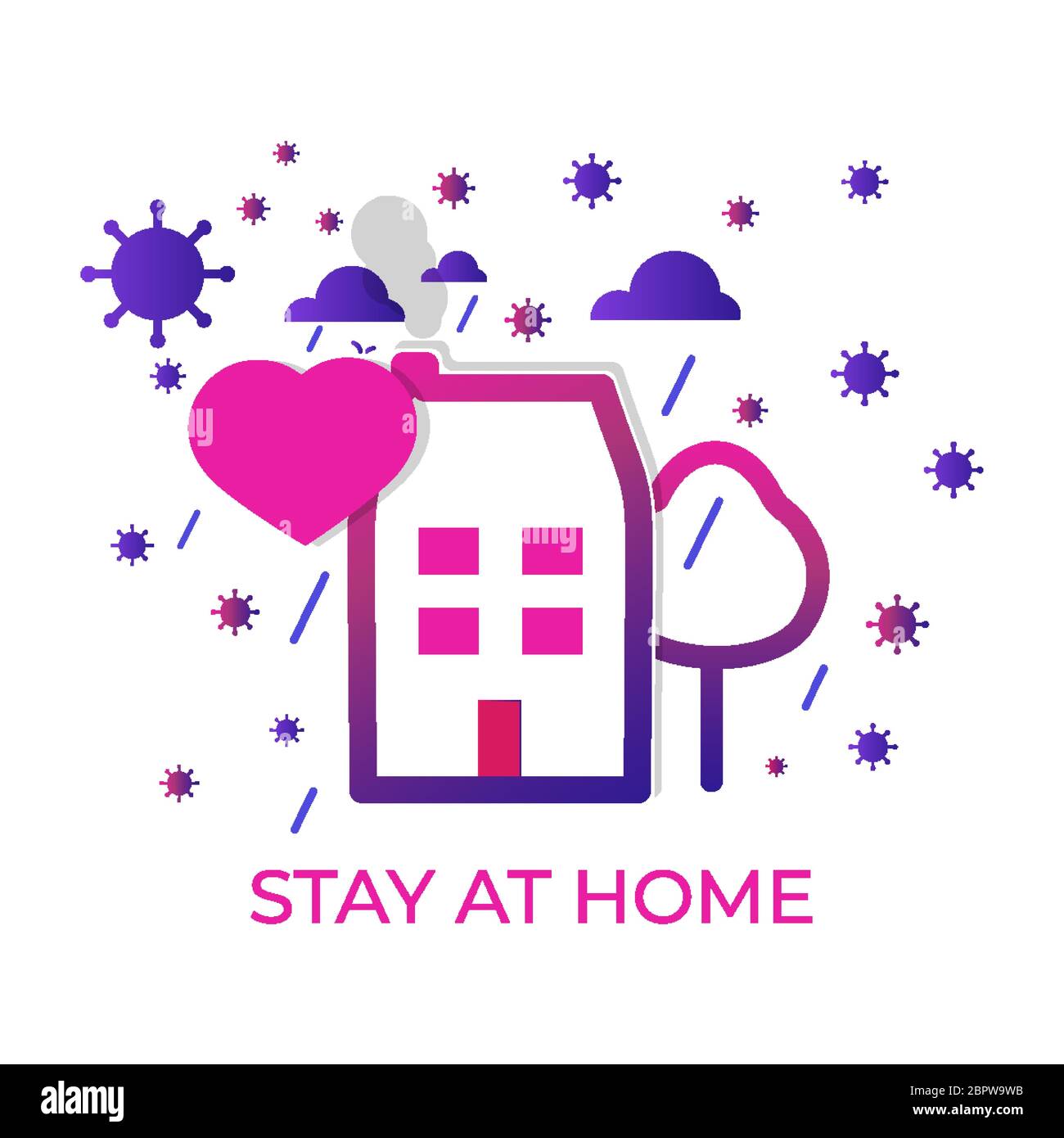 Stay at home banner closeup. Template with heart. COVID 19 or ...