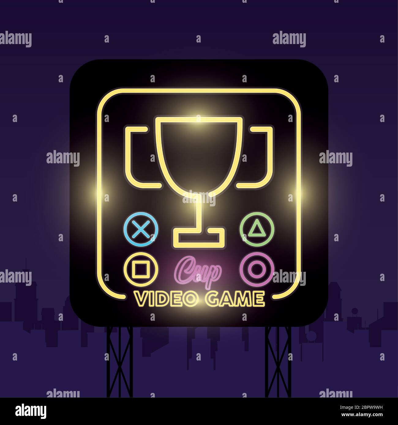 retro video game neon with trophy Stock Vector Image & Art - Alamy