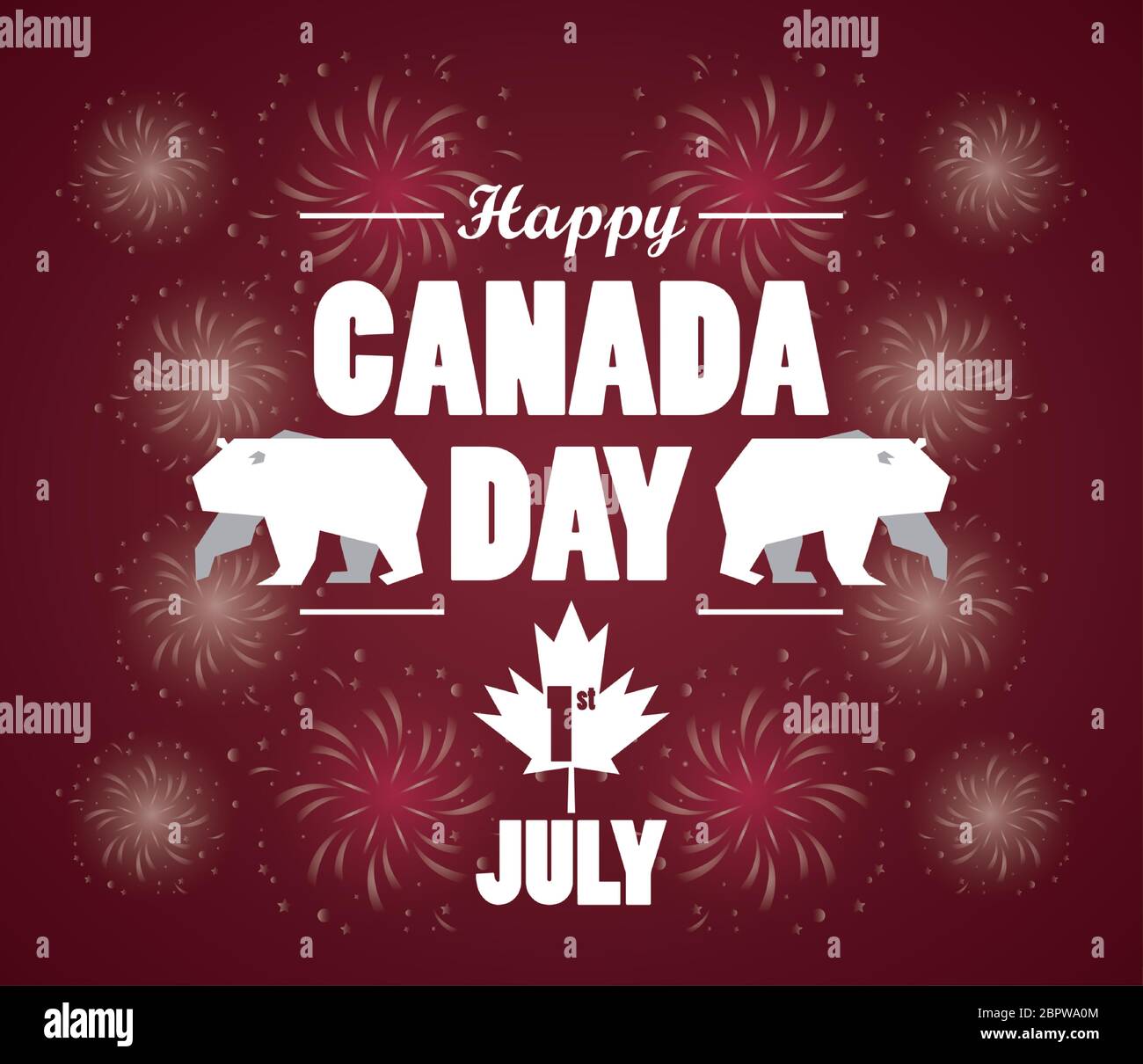 first july canada day celebration poster with bears Stock Vector Image ...