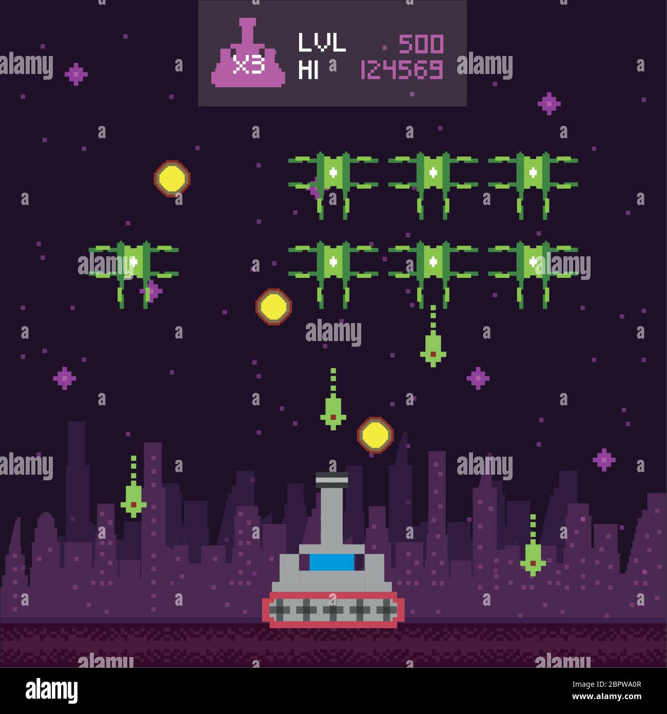 retro video game space pixelated scene Stock Vector Image & Art - Alamy