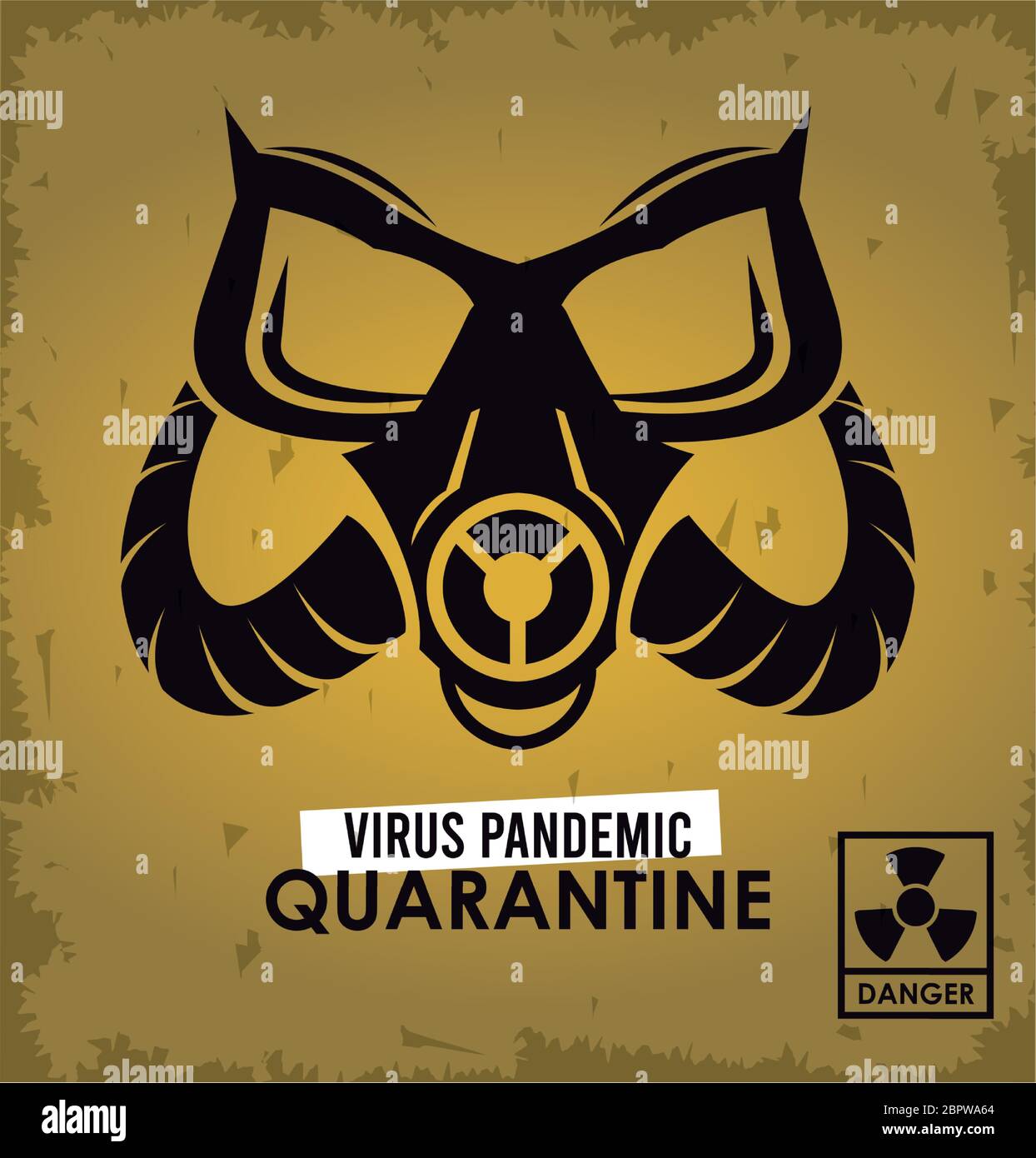 warning danger virus banner with mask and atomic symbol Stock Vector ...
