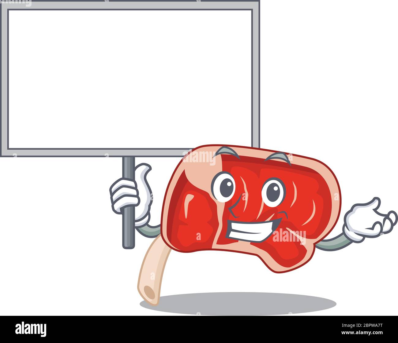Cartoon picture of prime rib mascot design style carries a board Stock ...