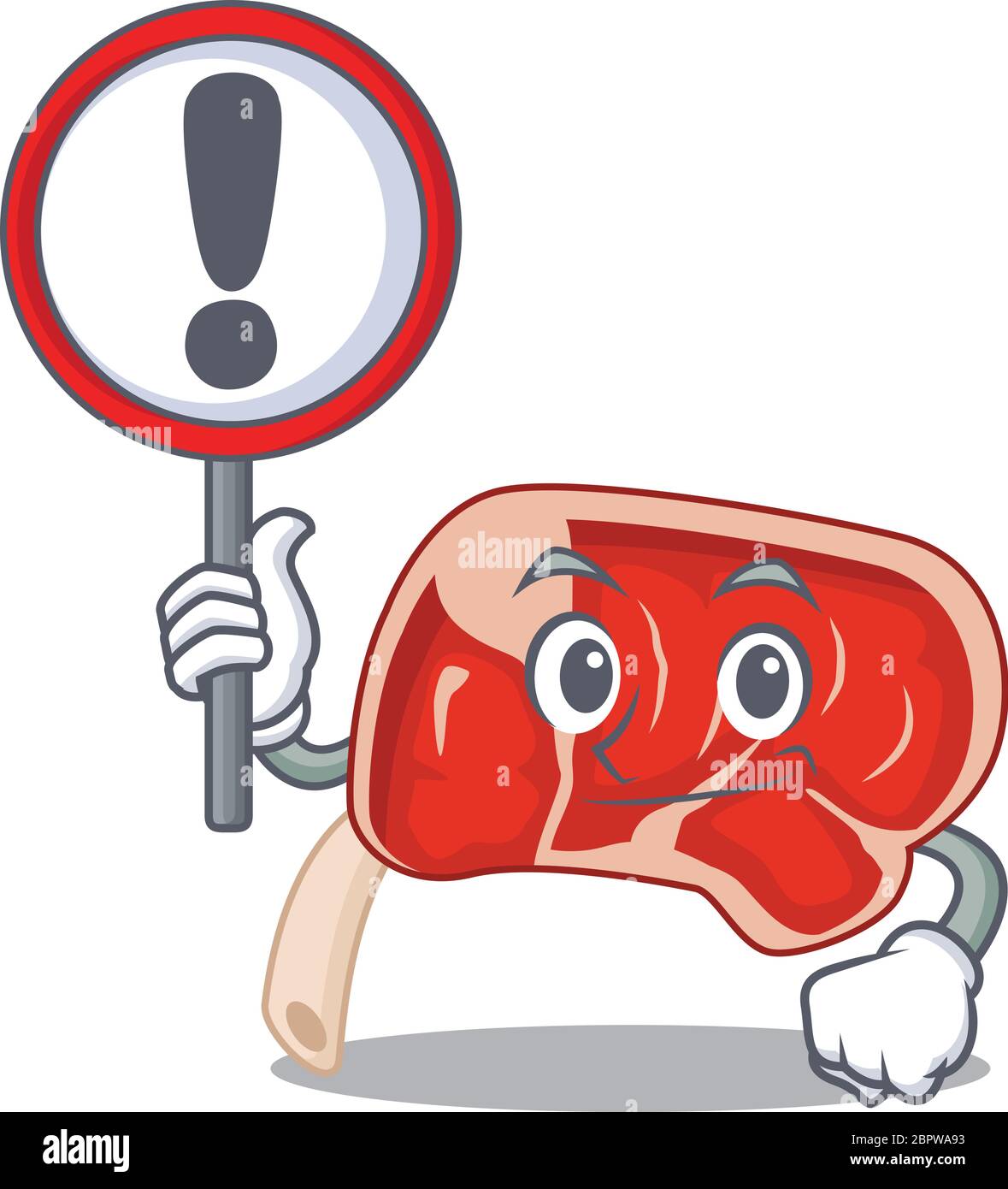 A cartoon icon of prime rib with a exclamation sign board Stock Vector ...