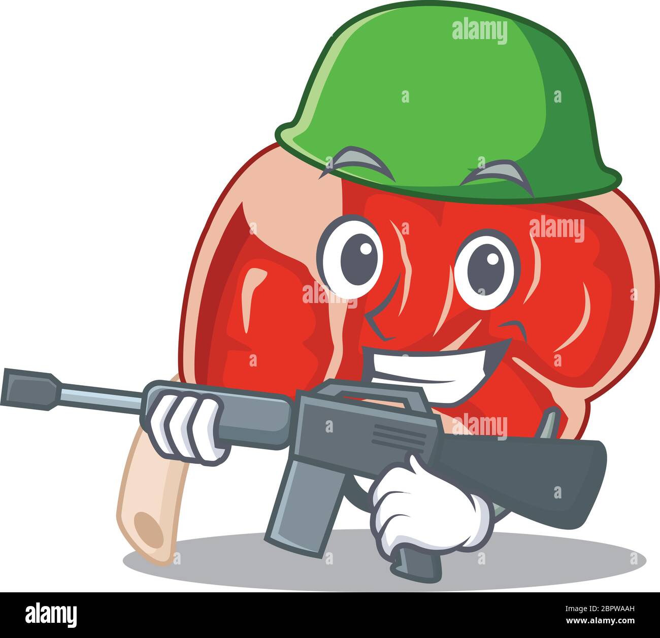 A cartoon picture of Army prime rib holding machine gun Stock Vector ...