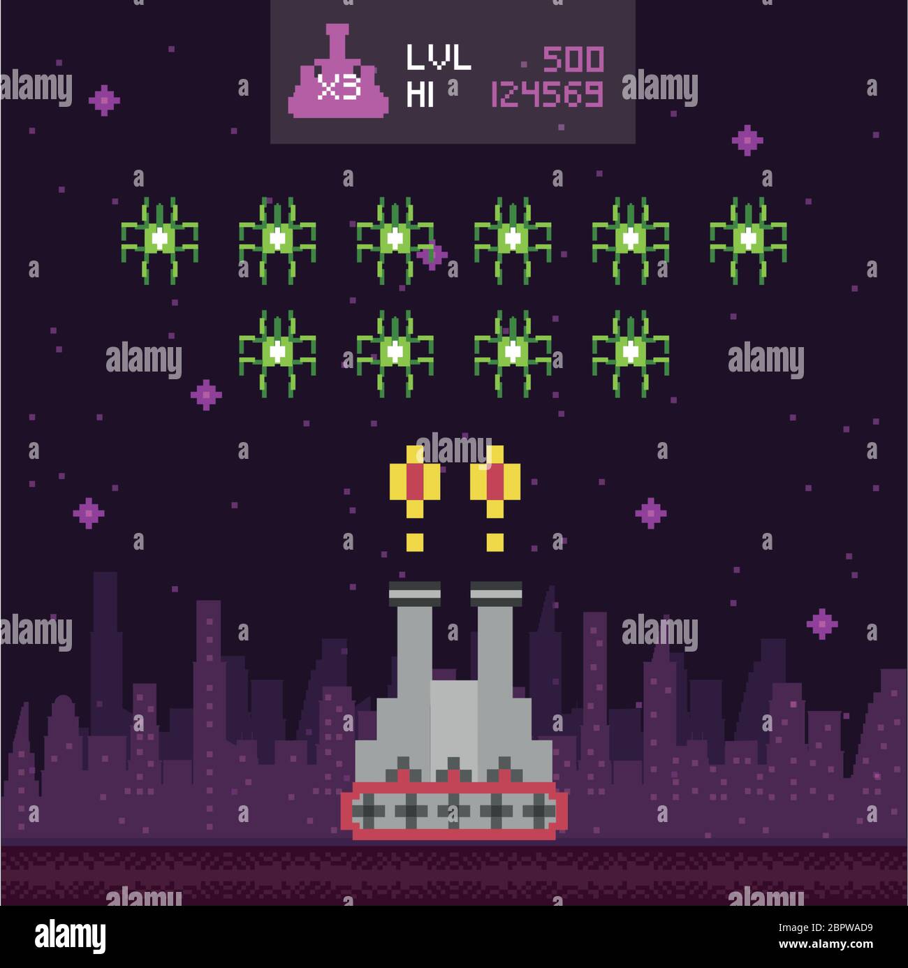 retro video game space pixelated scene Stock Vector Image & Art - Alamy