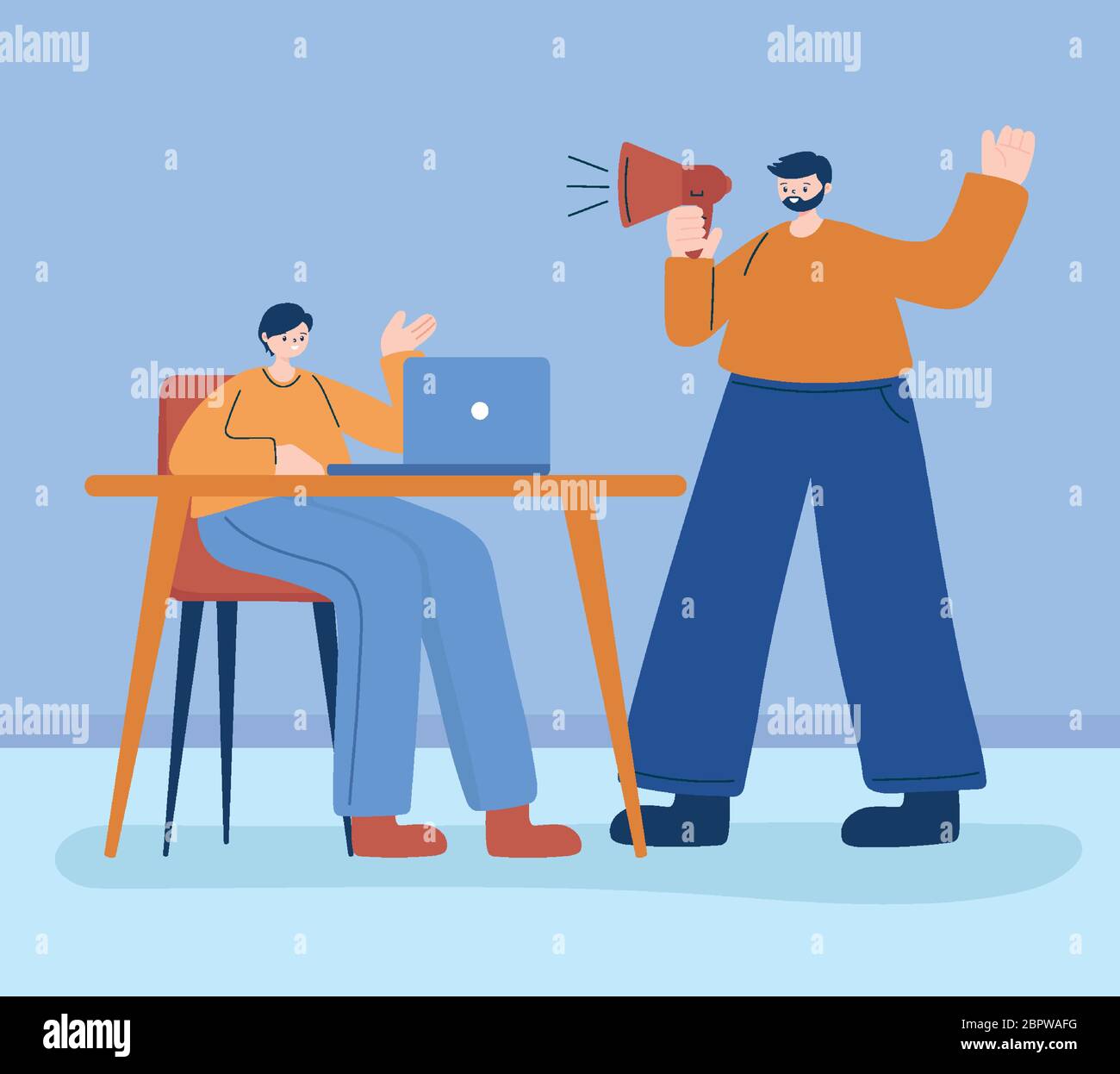 Men with laptop and megaphone design, Digital technology and ...