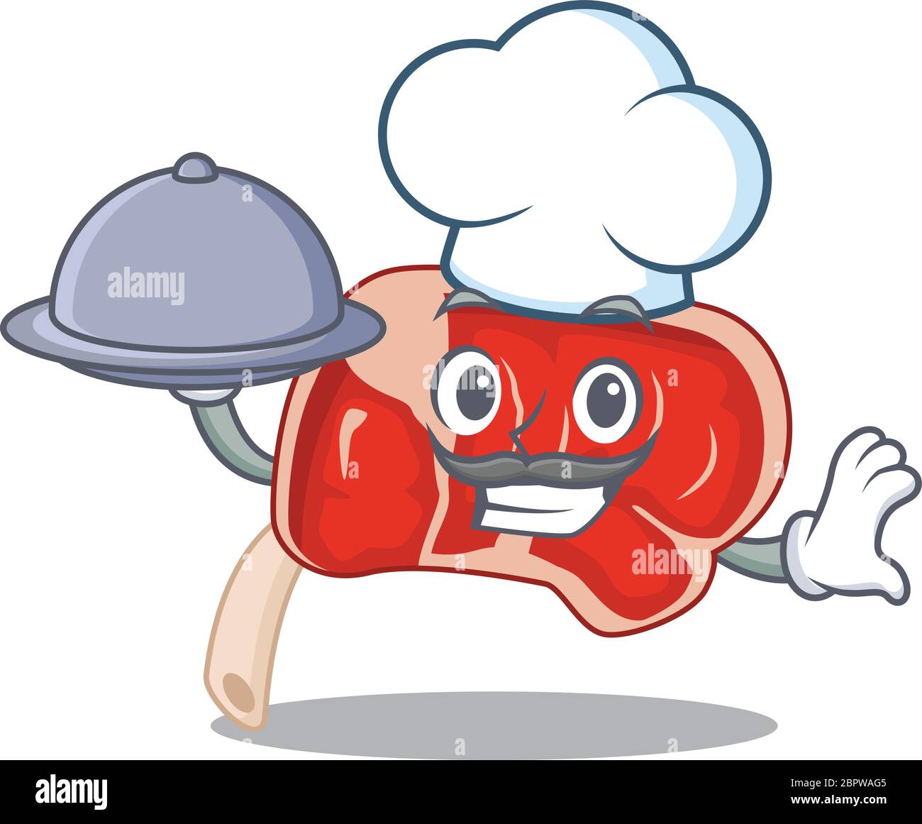 mascot design of prime rib chef serving food on tray Stock Vector Image ...