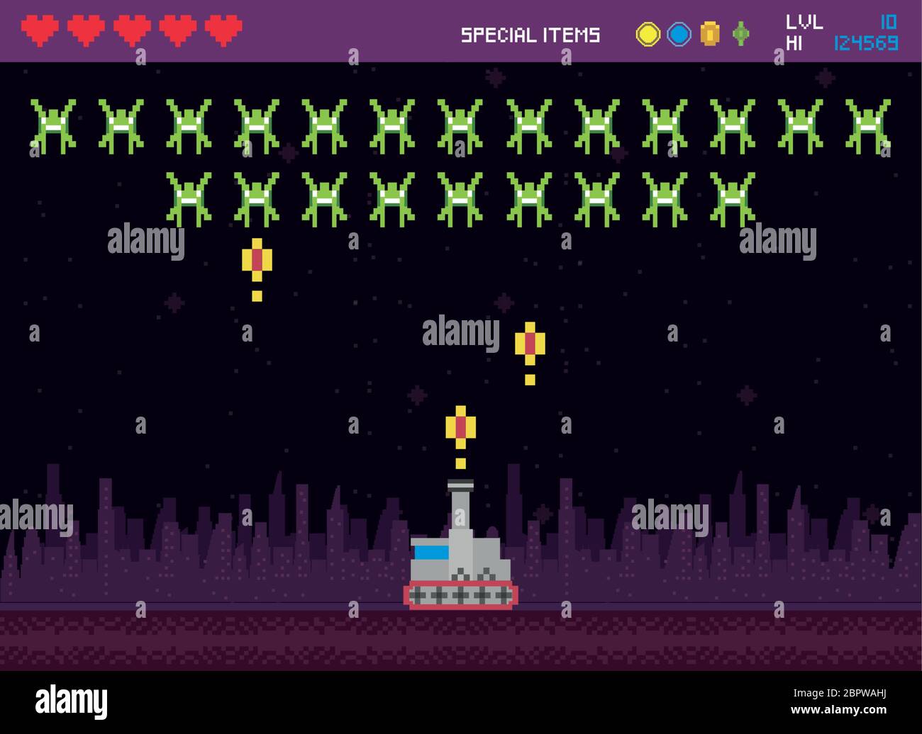 retro video game space pixelated scene Stock Vector Image & Art - Alamy