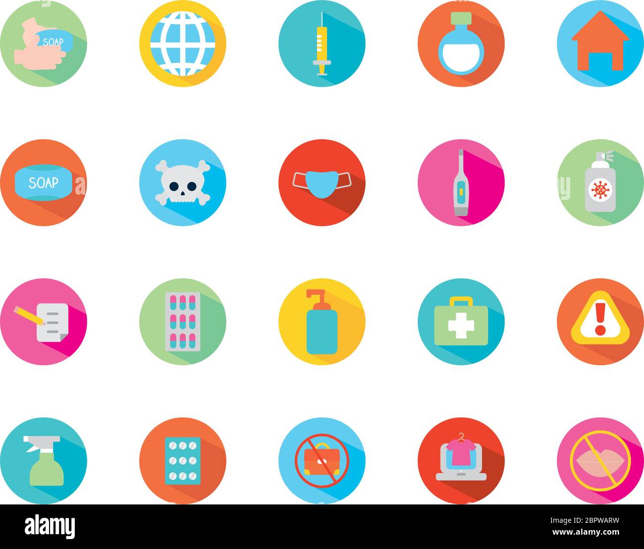 mouth mask and stop the spread icon set over white background, block ...