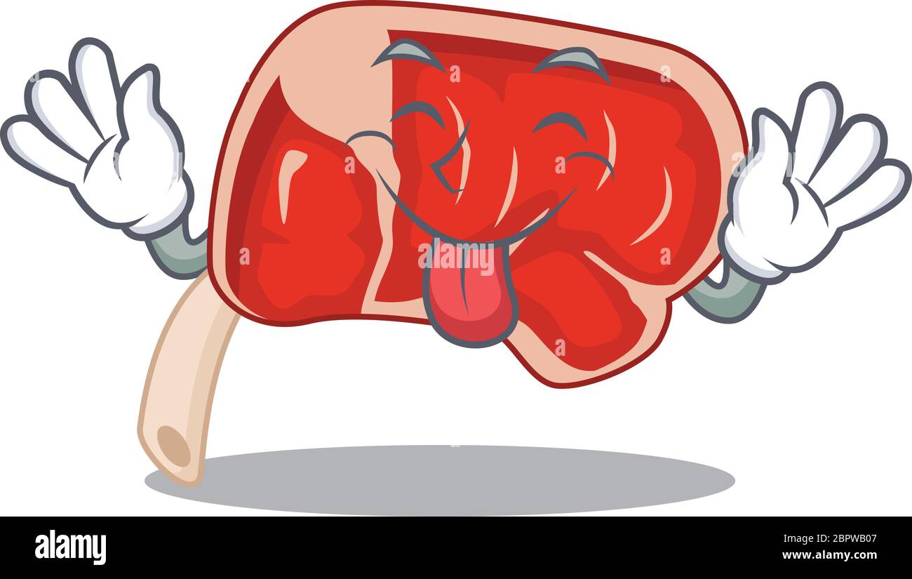 Funny prime rib cartoon design with tongue out face Stock Vector Image ...