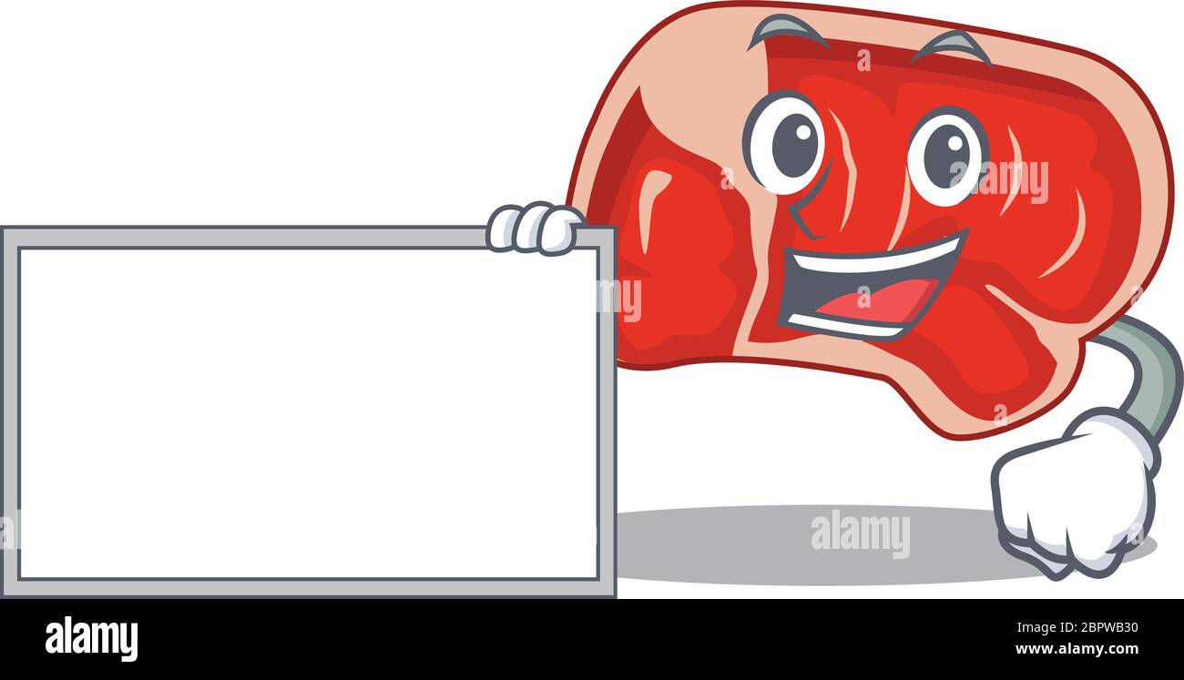 Cartoon character design of prime rib holding a board Stock Vector ...