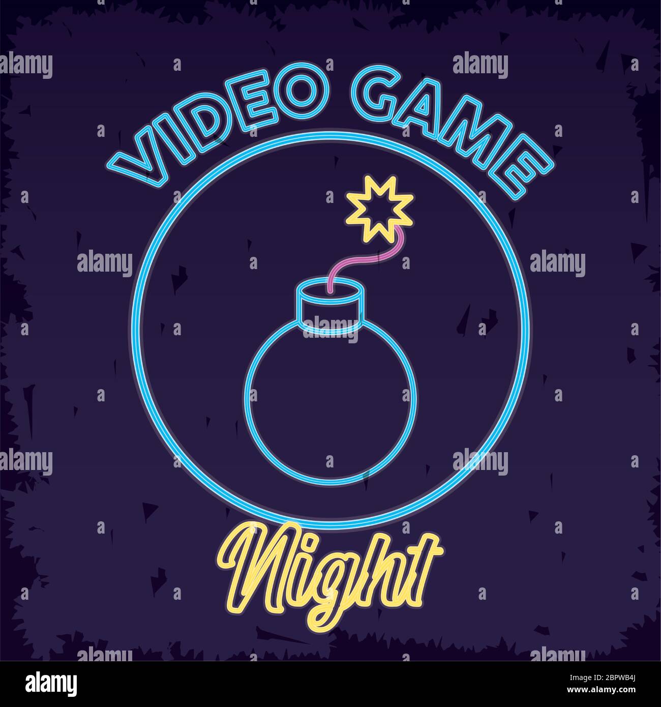 retro video game neon with bomb Stock Vector Image & Art - Alamy
