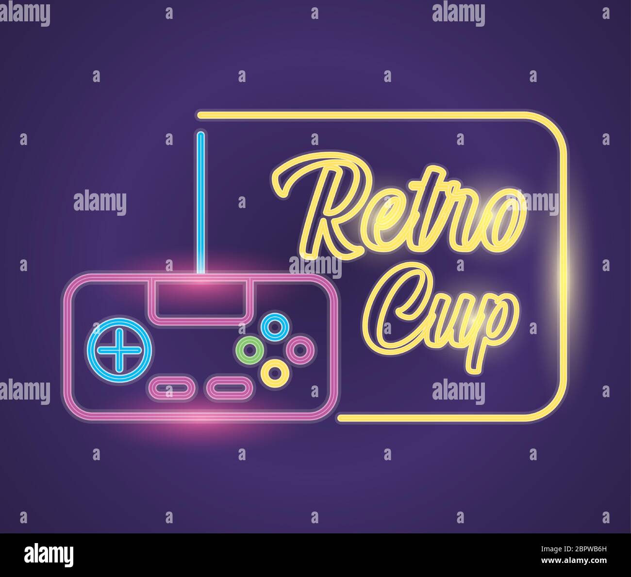 retro video game neon with control Stock Vector Image & Art - Alamy