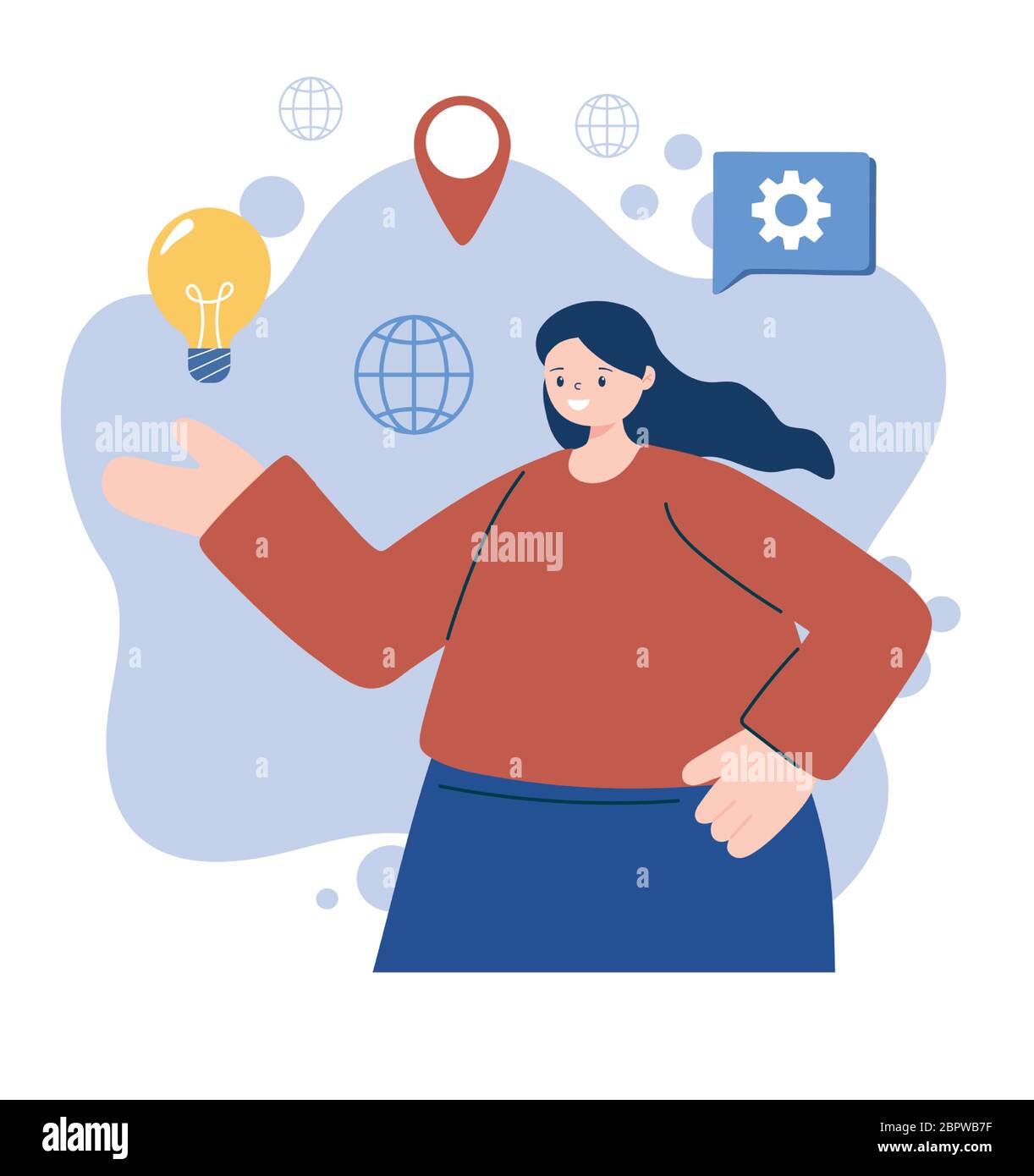 Woman avatar with icon set design, Digital marketing and ecommerce ...