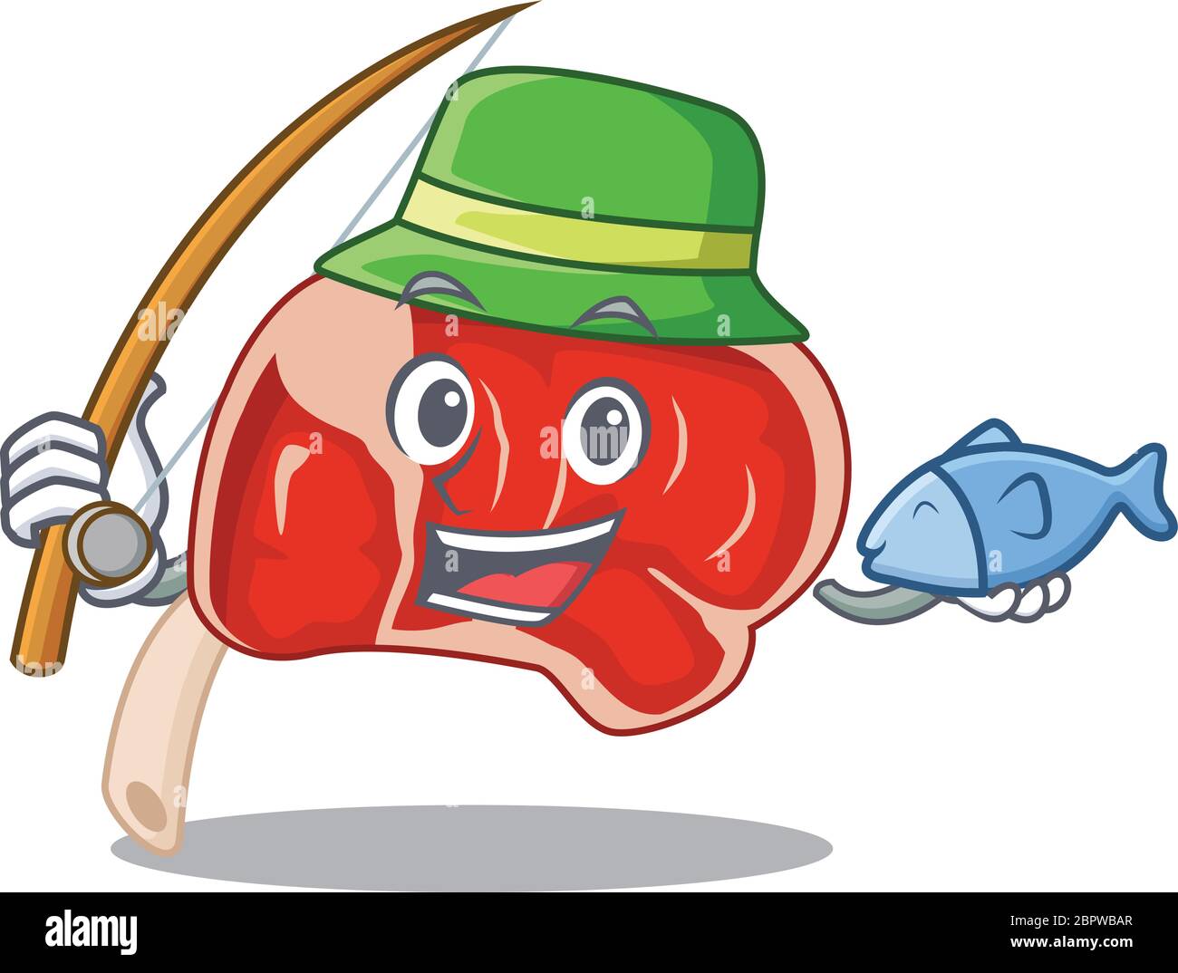 Cartoon design style of prime rib goes to fishing Stock Vector Image ...