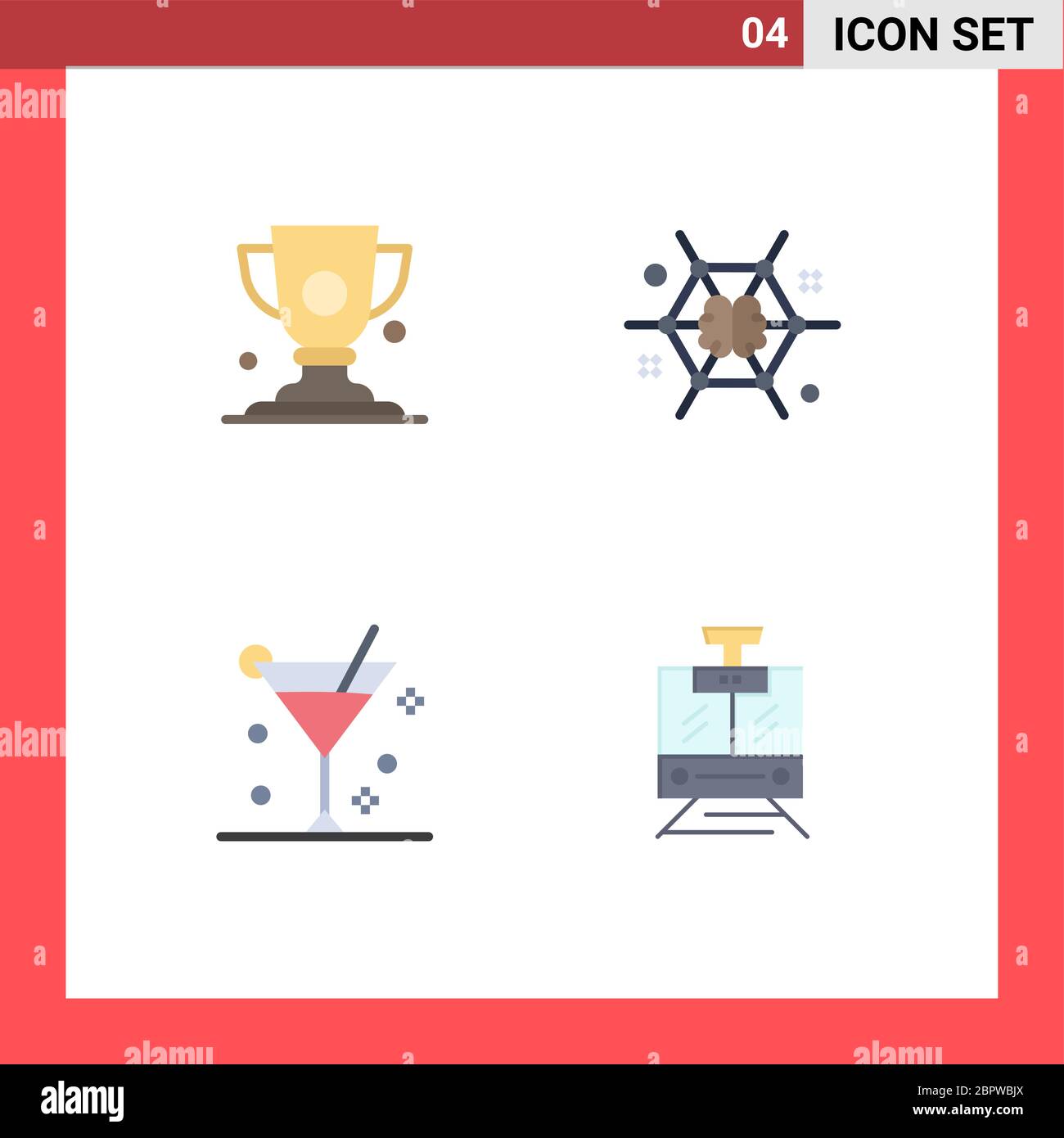 Flat Icon Pack of 4 Universal Symbols of achievement, alcohol, trophy ...