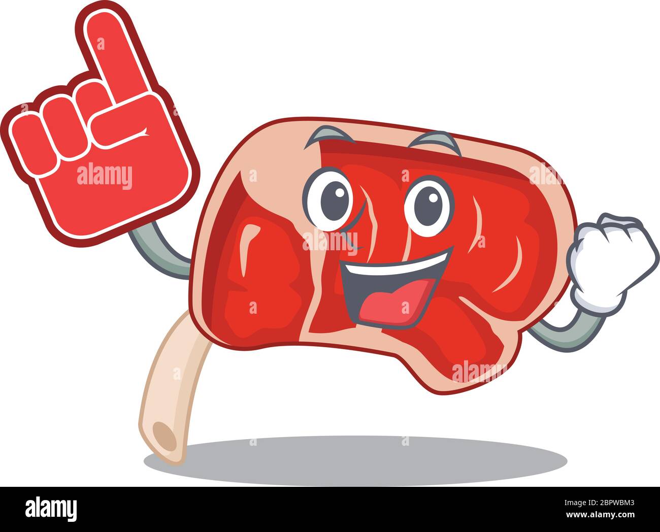 Prime rib in cartoon drawing character design with Foam finger Stock ...