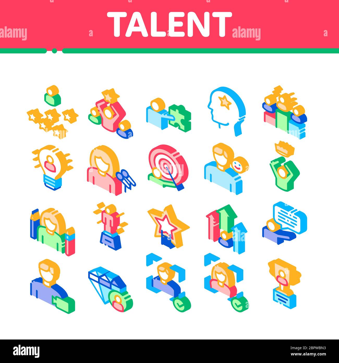 Human Talent Isometric Elements Icons Set Vector Stock Vector Image ...