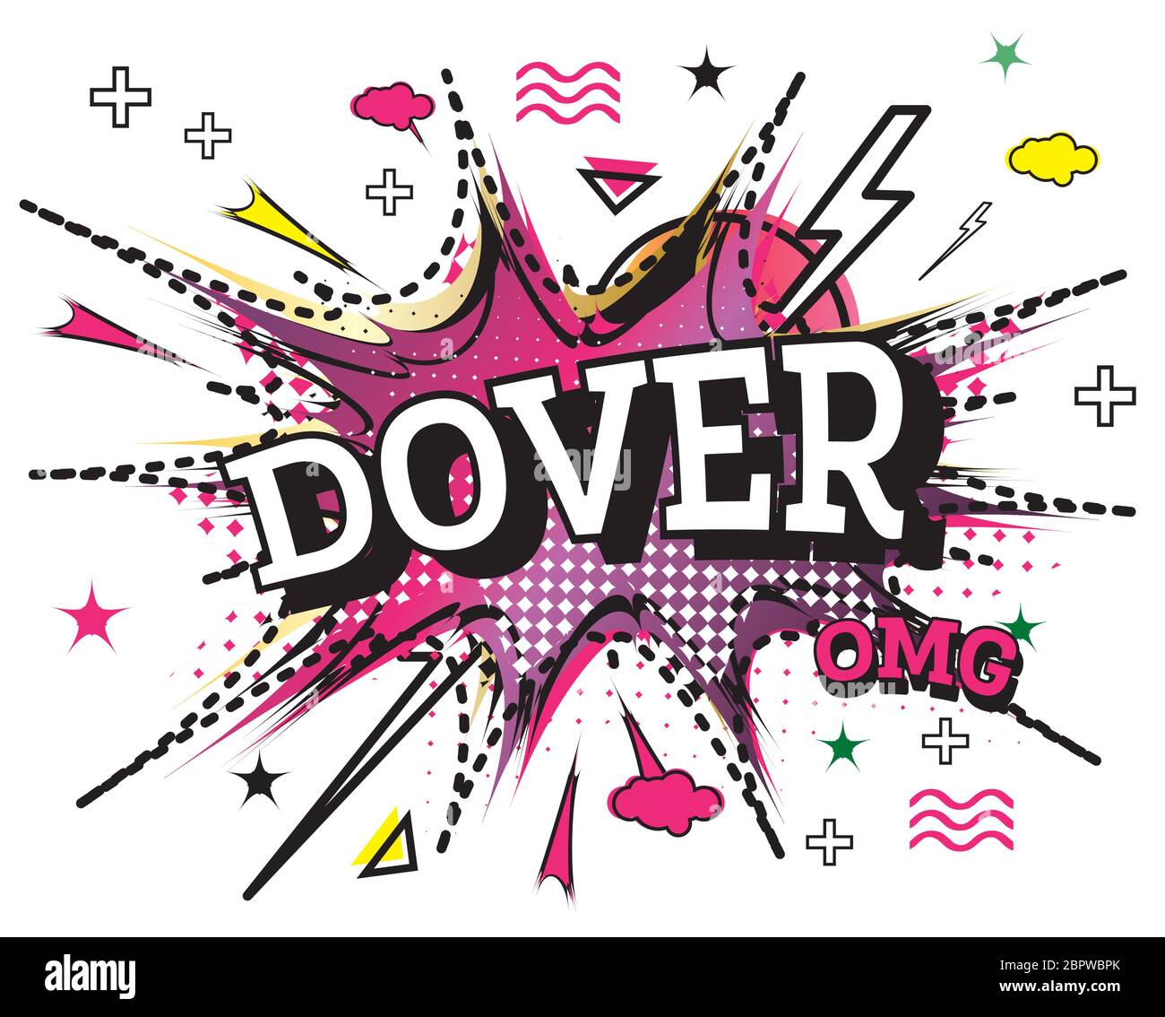 Dover Comic Text in Pop Art Style Isolated on White Background. Vector ...