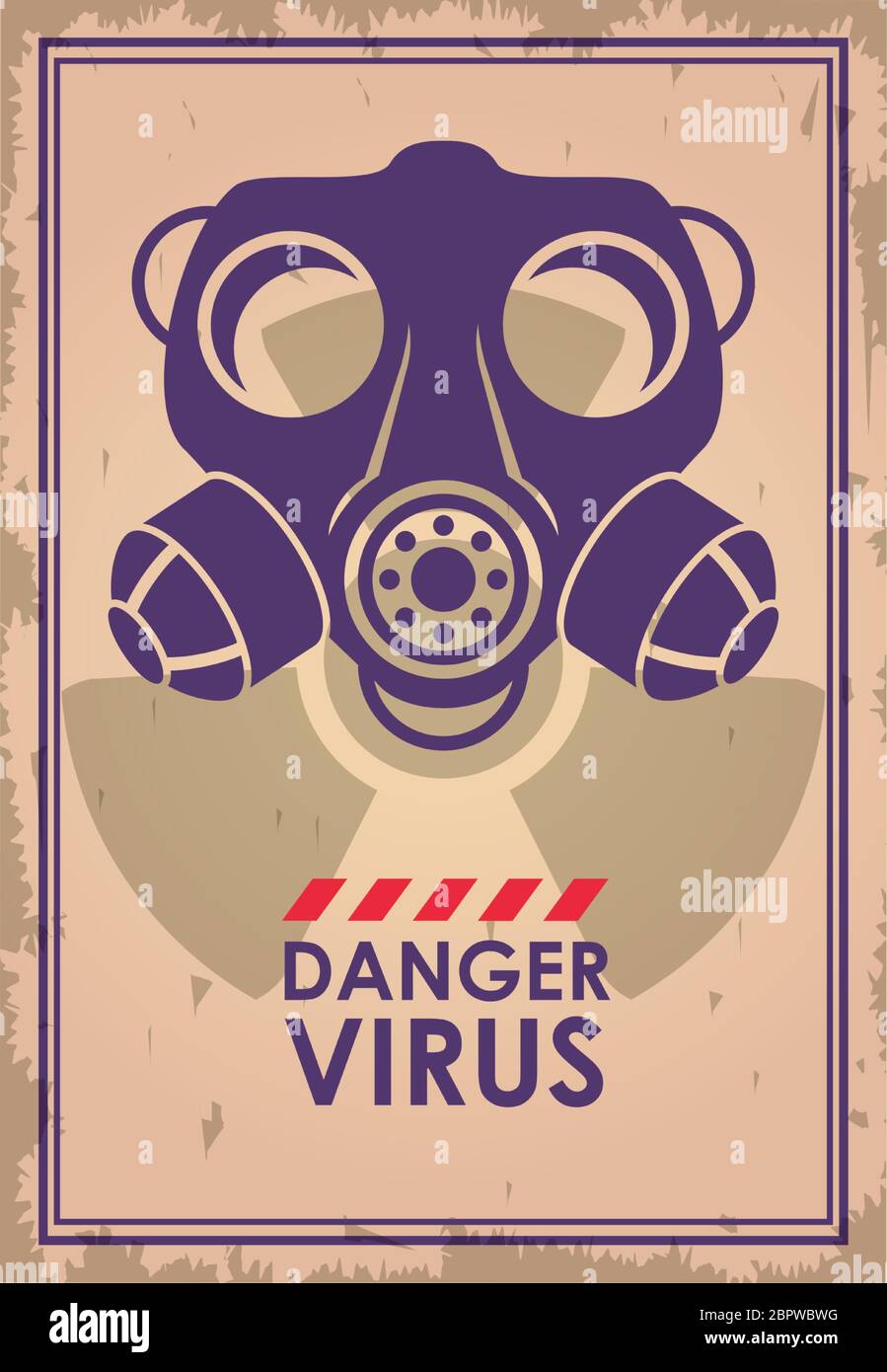 warning danger virus banner with mask and atomic symbol Stock Vector ...