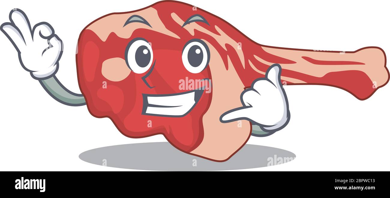 Caricature design of leg of lamb showing call me funny gesture Stock ...