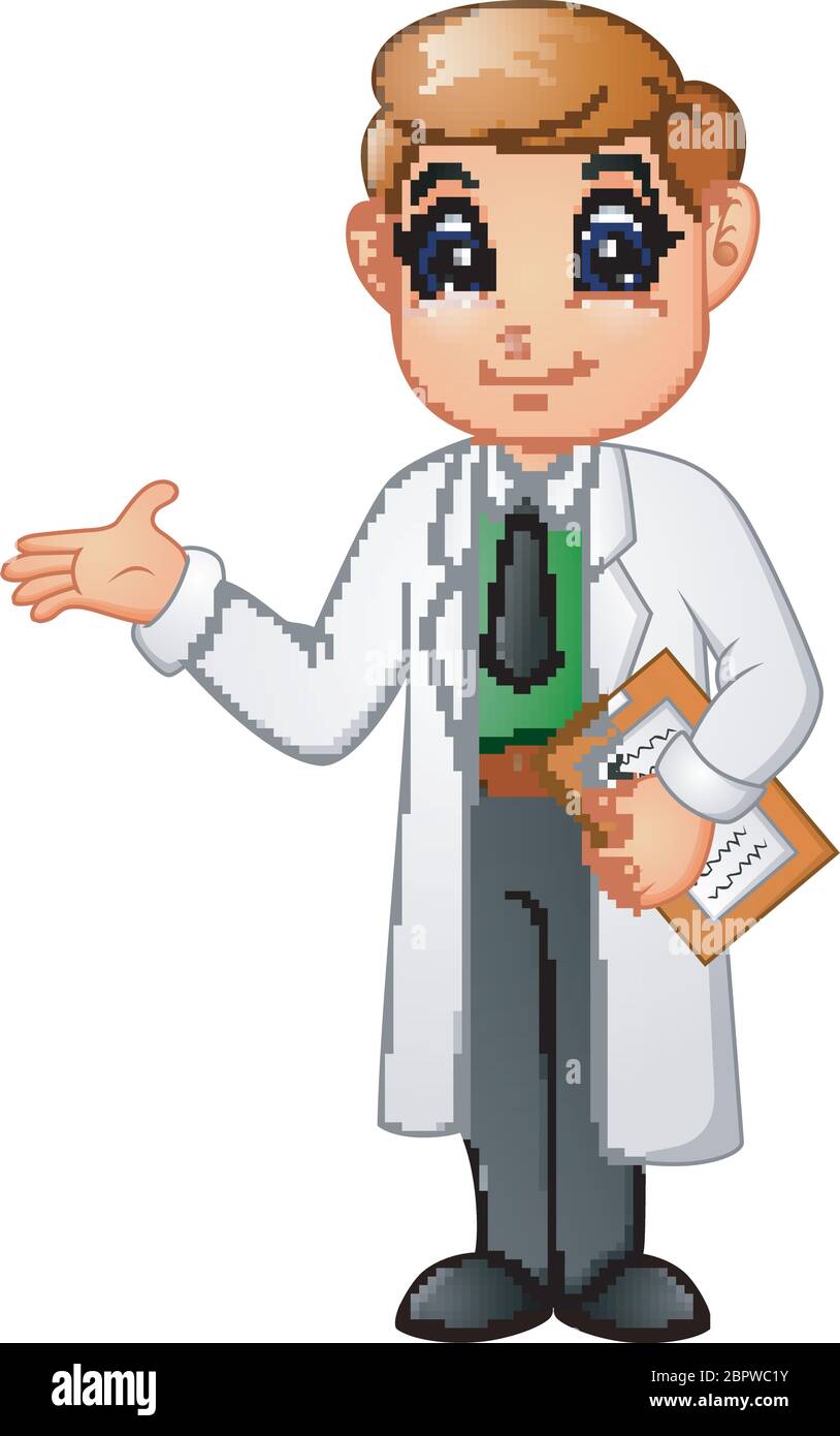 Happy young doctor cartoon isolated on white background Stock Vector ...