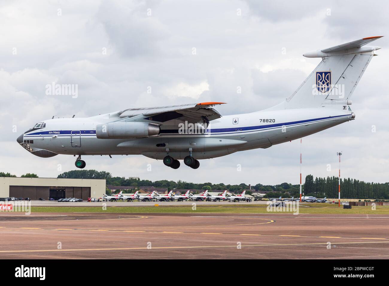 Ukrainian Air Force Ilyushin Il-76 landing at RAF Fairford in England ...