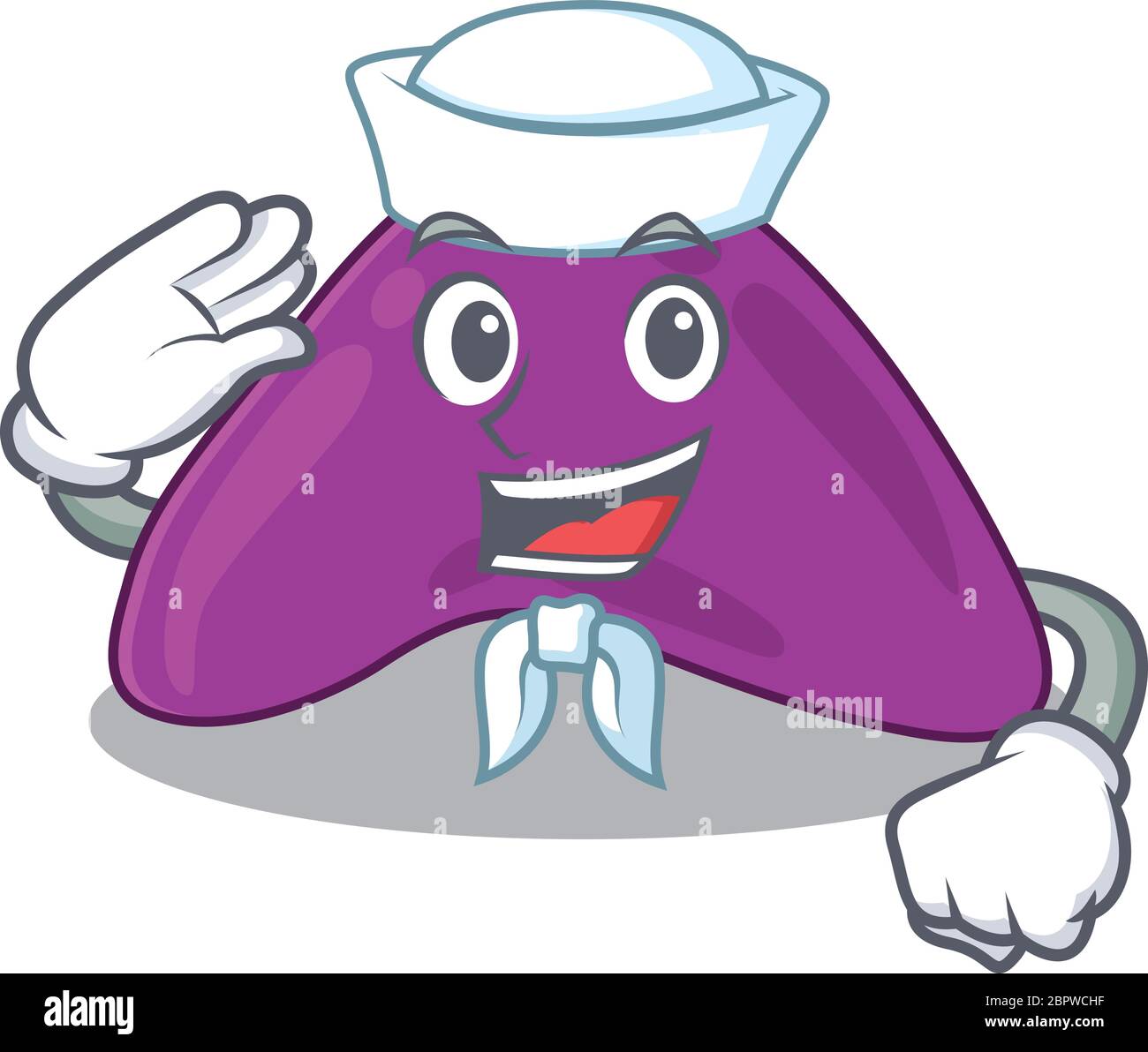 Smiley sailor cartoon character of adrenal wearing white hat and tie ...