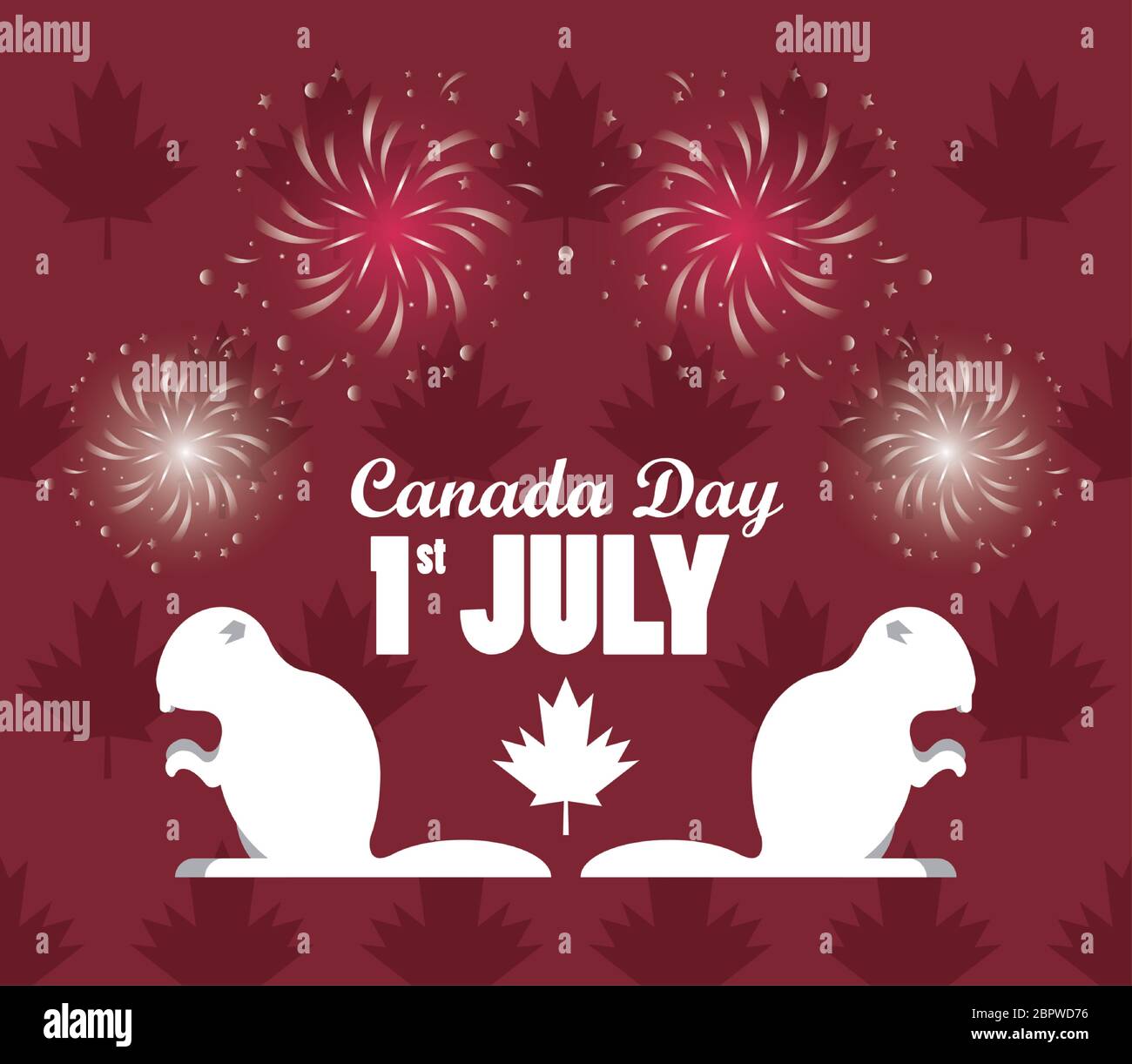 first july canada day celebration poster with beavers Stock Vector ...