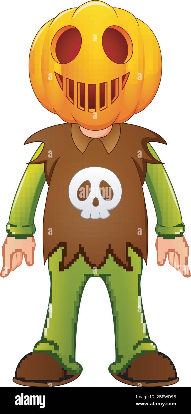 Happy kid wearing pumpkin mask Stock Vector Image & Art - Alamy