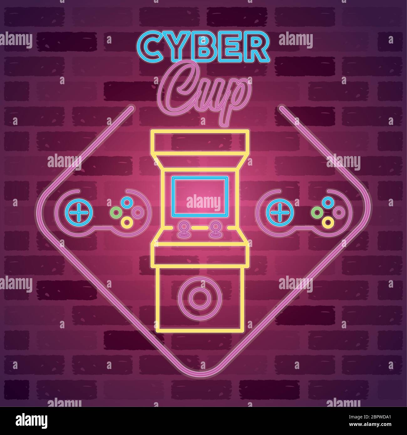 retro video game neon with machine Stock Vector Image & Art - Alamy